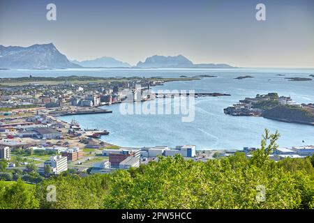 Bodos harbour, Norway. The harbour in Bodo, north of the polar circle ...