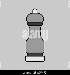 Pepper mill spice grinder vector grayscale icon. Kitchen appliance ...