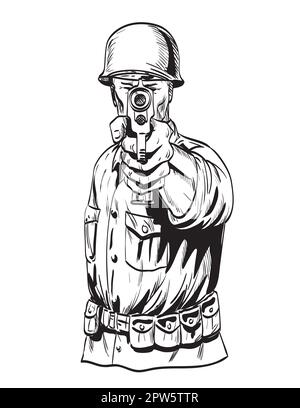 World War Two American GI Soldier Drawing Stock Photo - Alamy
