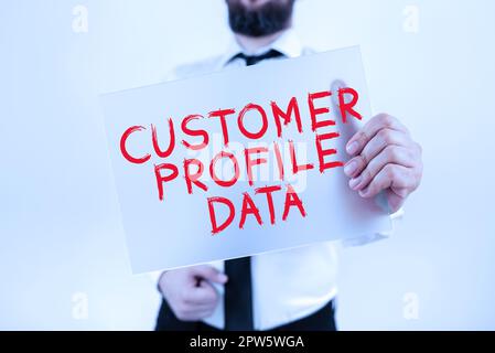 Writing displaying text Customer Profile Data, Business showcase report ...