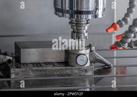 CNC machining center setting center bar after cutting metal Stock Photo ...
