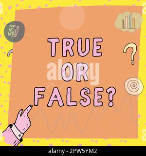 Text caption presenting True Or Falsequestion, Internet Concept series ...