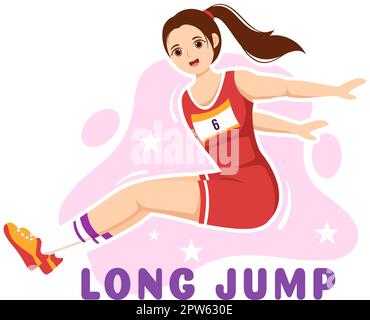 Long Jump Illustration with Athlete Doing Jumps in Sand Pit for Web ...
