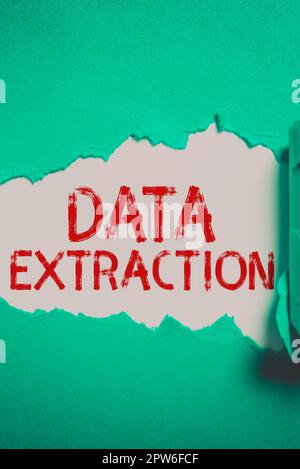 Text caption presenting Data Extraction, Business idea act or process ...