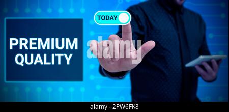 Text showing inspiration Premium Quality, Business overview something ...