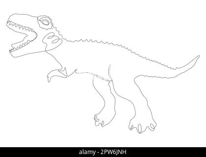 Continuous one line dinosaur. Prehistoric animals, jurassic dino ...