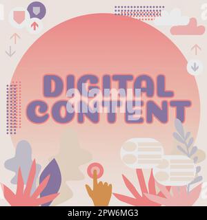 Conceptual display Digital Content. Word Written on any content that ...