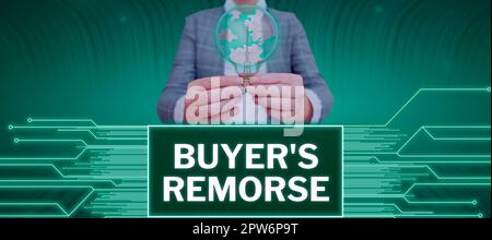 Hand writing sign Buyer'S Remorse, Concept meaning a feeling of regret ...