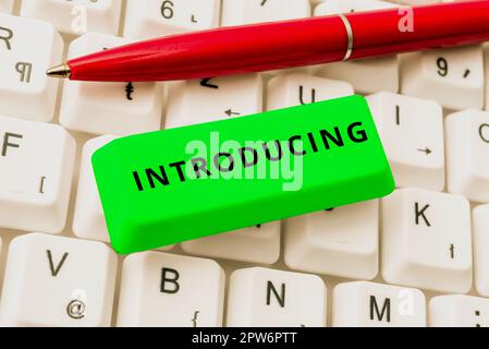 Hand writing sign Introducing, Conceptual photo Presenting a topic or ...