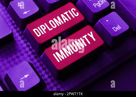 Conceptual caption Diplomatic Immunity. Concept meaning law that gives ...