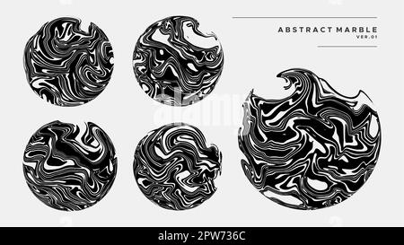 Collection of circle fluid marble design. Abstract oil ink design ...