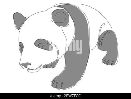 Continuous one line drawing. Panda bear symbol. Logo of the panda ...