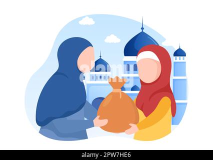 Muslim People Giving Alms, Zakat or Infaq Donation to a Person Who Need ...