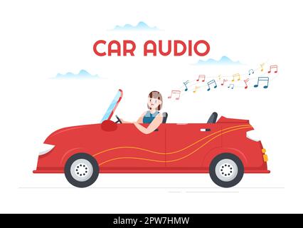 Driving a Car Listening to Music with Loud Speakers or Sound System in ...