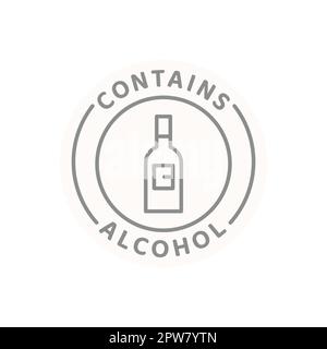 Contains alcohol vector line label. Food ingredient allergen badge ...
