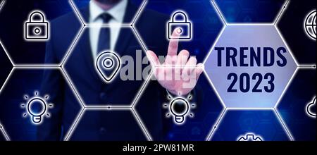 Text showing inspiration Trends 2023. Concept meaning Upcoming year ...