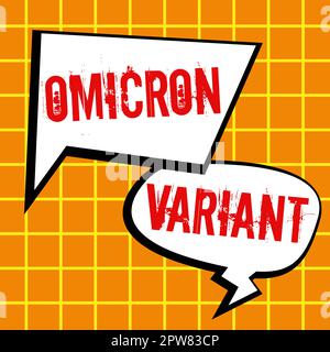 Text sign showing Omicron Variant. Concept meaning mild to severe ...