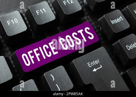Hand writing sign Office Costs. Business showcase amount of money paid ...