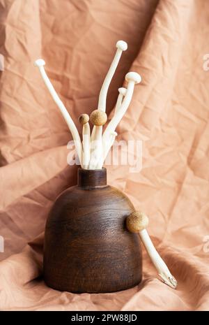 Mushrooms aesthetic. Enokitake and shimeji mushrooms as flowers ...