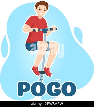 People Playing With Sport Jump Pogo Stick Illustration for Web Banner ...