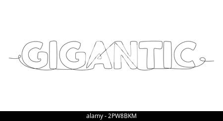 One continuous line of Gigantic word. Thin Line Illustration vector ...