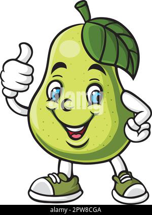 Illustration Of Cute And Sweet Green Pear Cartoon With Red Pink Shoe ...
