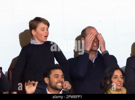 Prince George and Prince William The Prince of Wales, watching Aston ...