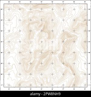 Topographic map vector illustration. Imaginary mountain elevation map lines. Vintage style topo ...