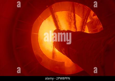 Combustion chamber of furnace with streams of hot gas Stock Photo - Alamy