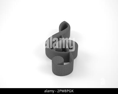 Knitted music note symbol 2 on a white background. 3d illustration ...