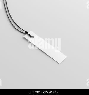 Cardboard long tag mockup on white background. Side view Stock Photo ...