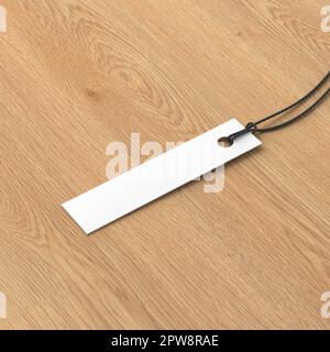 White long tag mockup on white background. Side view Stock Photo - Alamy