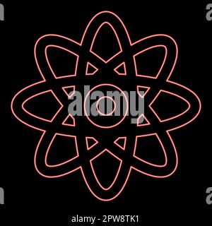 Neon atom molecular sign red color vector illustration image flat style ...