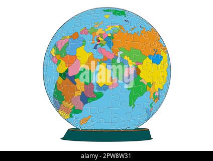 Abstract Planet Puzzle Concept illustration vector Design template ...