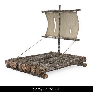 Wooden Raft Isolated Stock Photo - Alamy