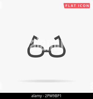 Simple Glasses. Simple flat black symbol with shadow on white ...