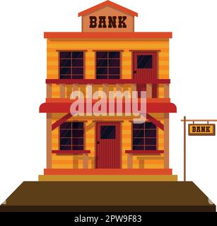 Detailed Old Western Bank Illustration Vector Stock Vector Image & Art ...