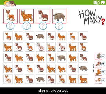 Cartoon illustration of wild animal characters group coloring book page ...