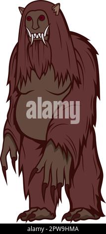 Detailed Genderuwo with Standing Gesture Illustration Vector Stock ...