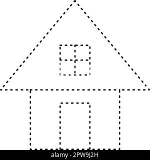 Tracing house dotted lines shape for preschool and kindergarten school ...