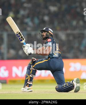 Gujarat Titan's Vijay Shankar plays a shot during the Indian Premier ...