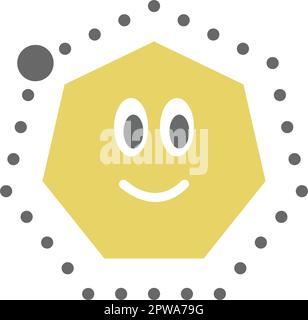 Heptagon cartoon geometric shape for kids to learn basic math education ...