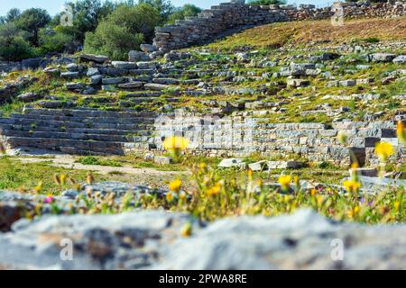 Ancient Greek theater of Thorikos in Lavrio, Attica, Greece Stock Photo ...