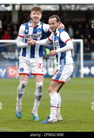 Hartlepool United's Jamie Sterry celebrates with the trophy after ...