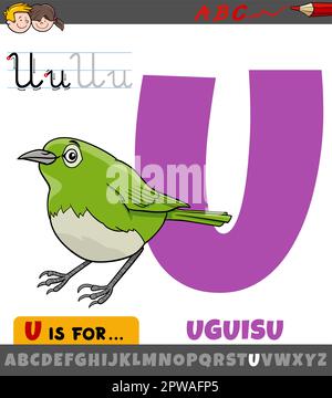 cartoon uguisu bird animal character coloring page Stock Vector Image ...