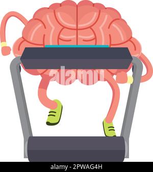 Brain Working Out on a Treadmill Illustration as Symbolization of Hard ...