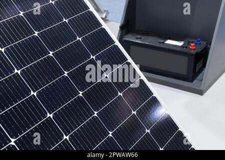 Solar panels charge storage batteries as a renewable energy source ...