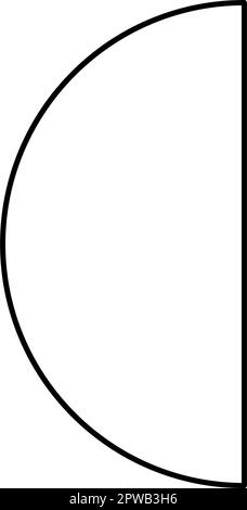 Part circle 1/2 2 two contour outline line icon black color vector ...