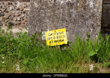 Sign: Caution, Bees at Work Stock Photo - Alamy
