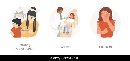 Refusing to brush teeth isolated cartoon vector illustration. Naughty ...
